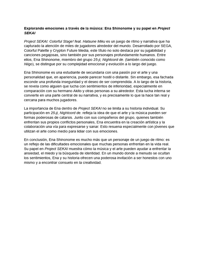 Ena Shinonome en PJSK | PDF