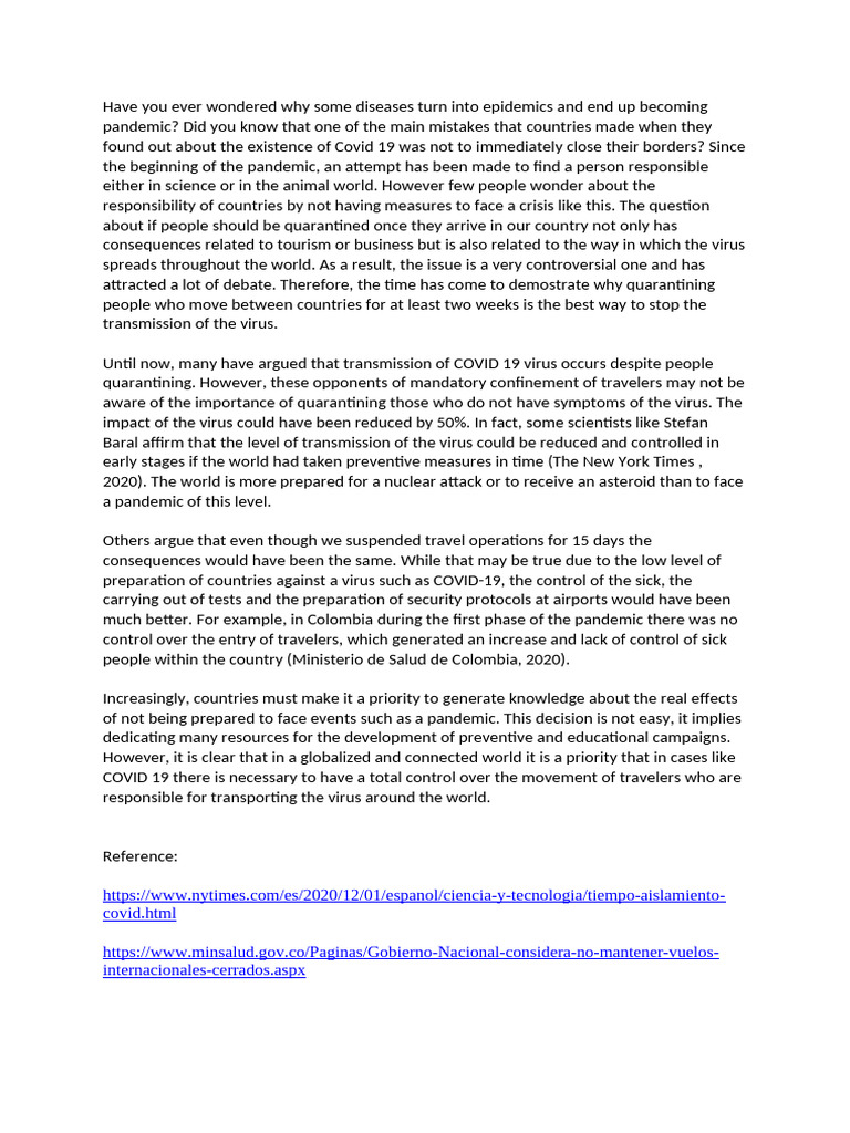 Essay - Introductory Paragraph | PDF | Quarantine | Pandemic