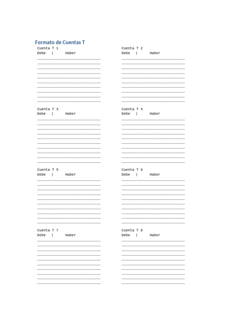 Formato de Cuentas T para Imprimir | PDF