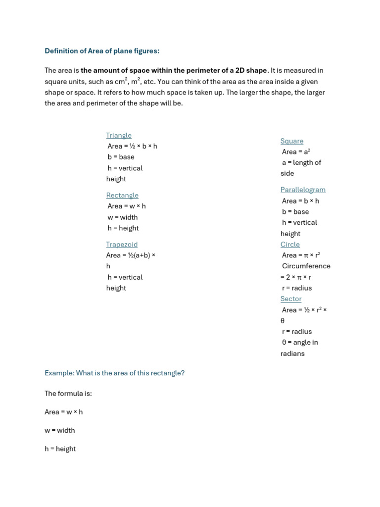 Jss2 Area of Plane Figures | PDF | Area | Euclidean Plane Geometry