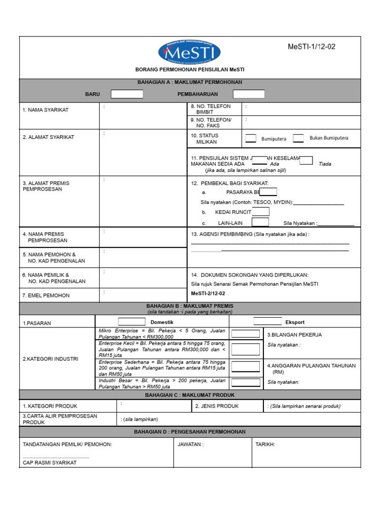 BORANG PENSIJILAN MeSTI 15092016 Borang Audit Mesti | PDF