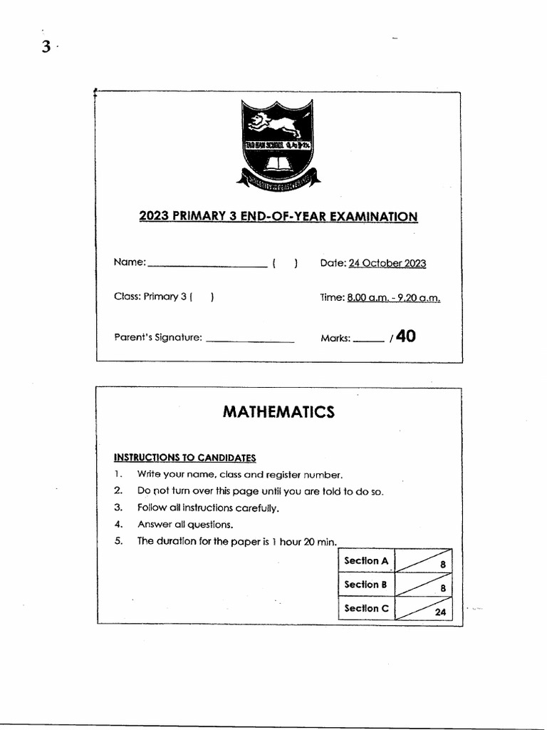 P3 Math 2023 | PDF