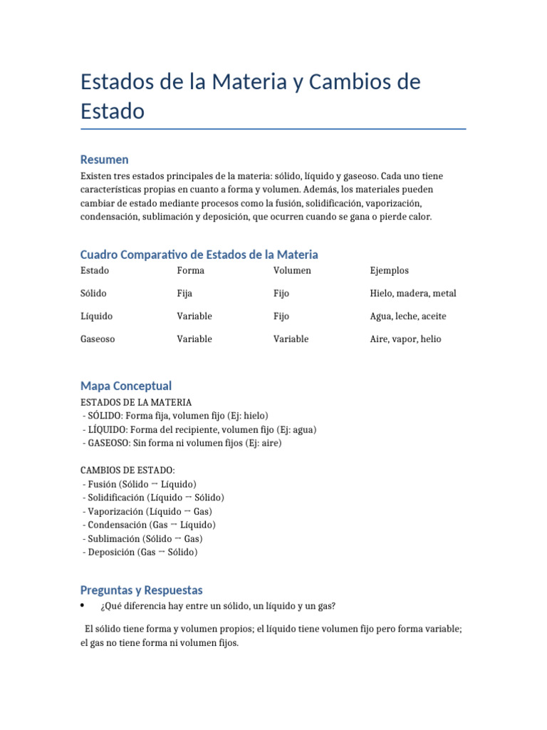 Ficha Estados de La Materia | PDF