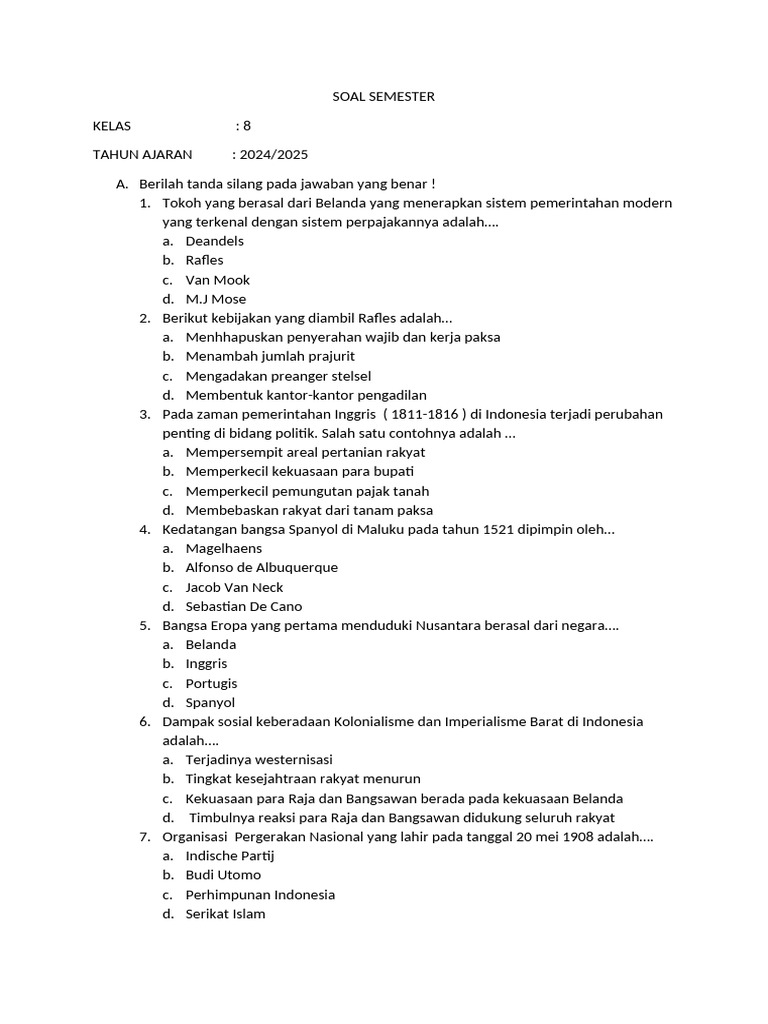Soal Semester Genap Kelas 8 2025 | PDF