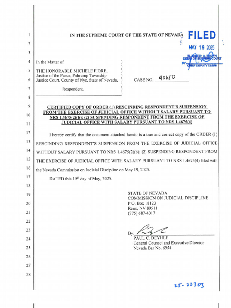 2025.05.19 Certified Copy of Order Rescinding Respondent's Suspension ...
