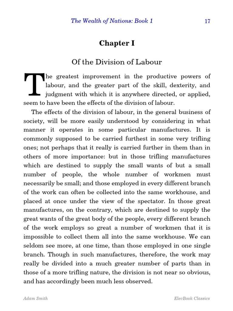 Division of Labour in Manufacturing | PDF | The Wealth Of Nations ...