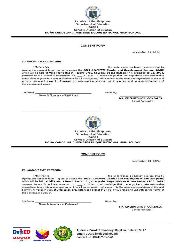 2024 GAD Seminar Consent Form | PDF