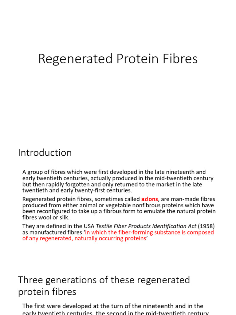 Lec 8 Regenerated Protein Fibres | PDF | Fibers | Textiles