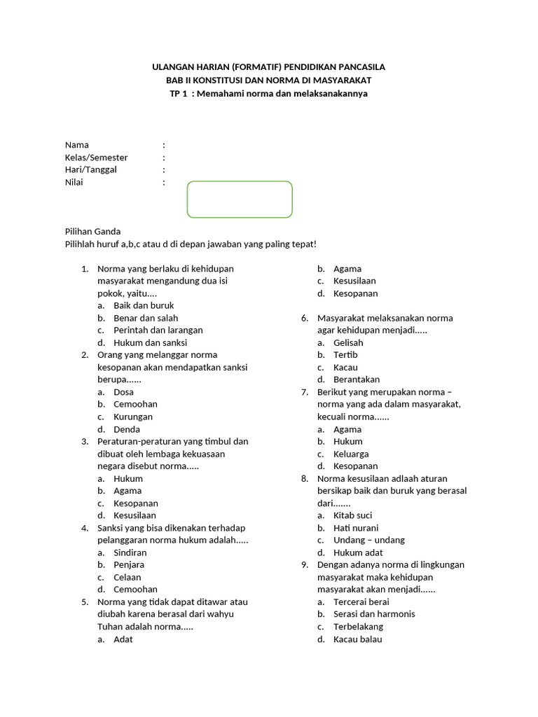Formatif Ipas Bab 2 Bagian 2 | PDF