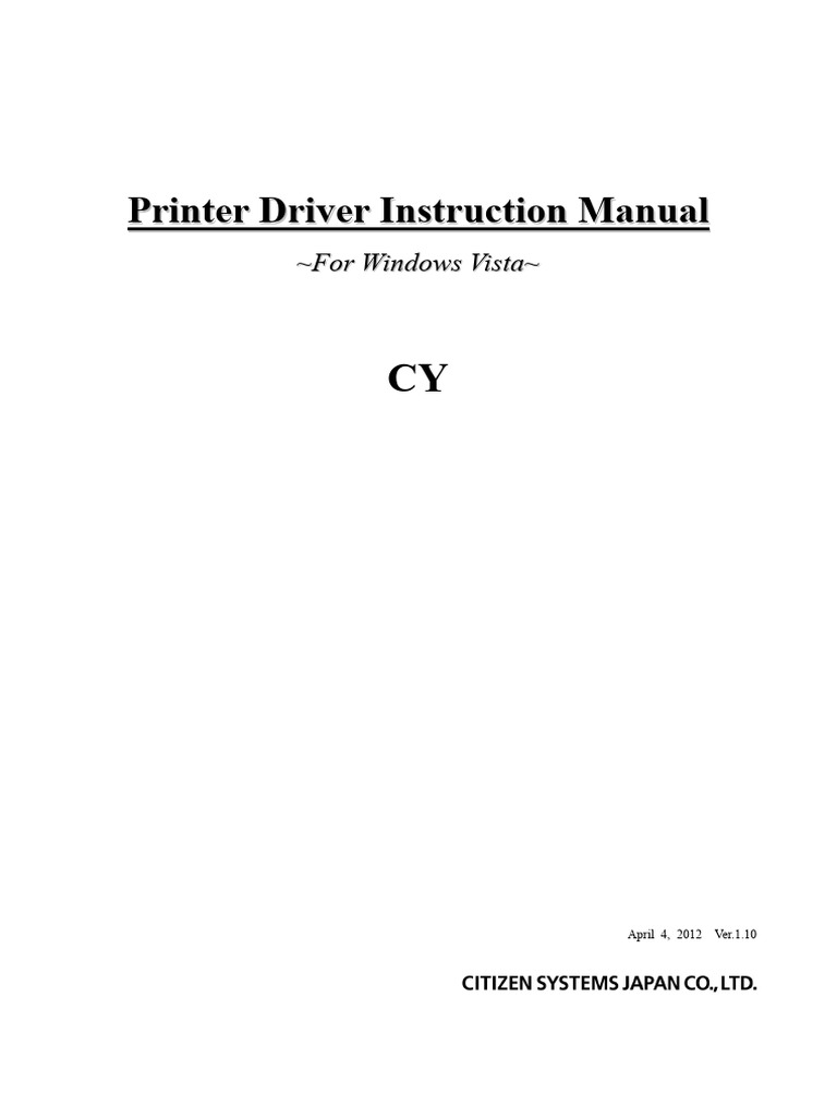 CY PrinterDriverInstruction ForVista V1.10 English | PDF | Page Layout | Printer (Computing)