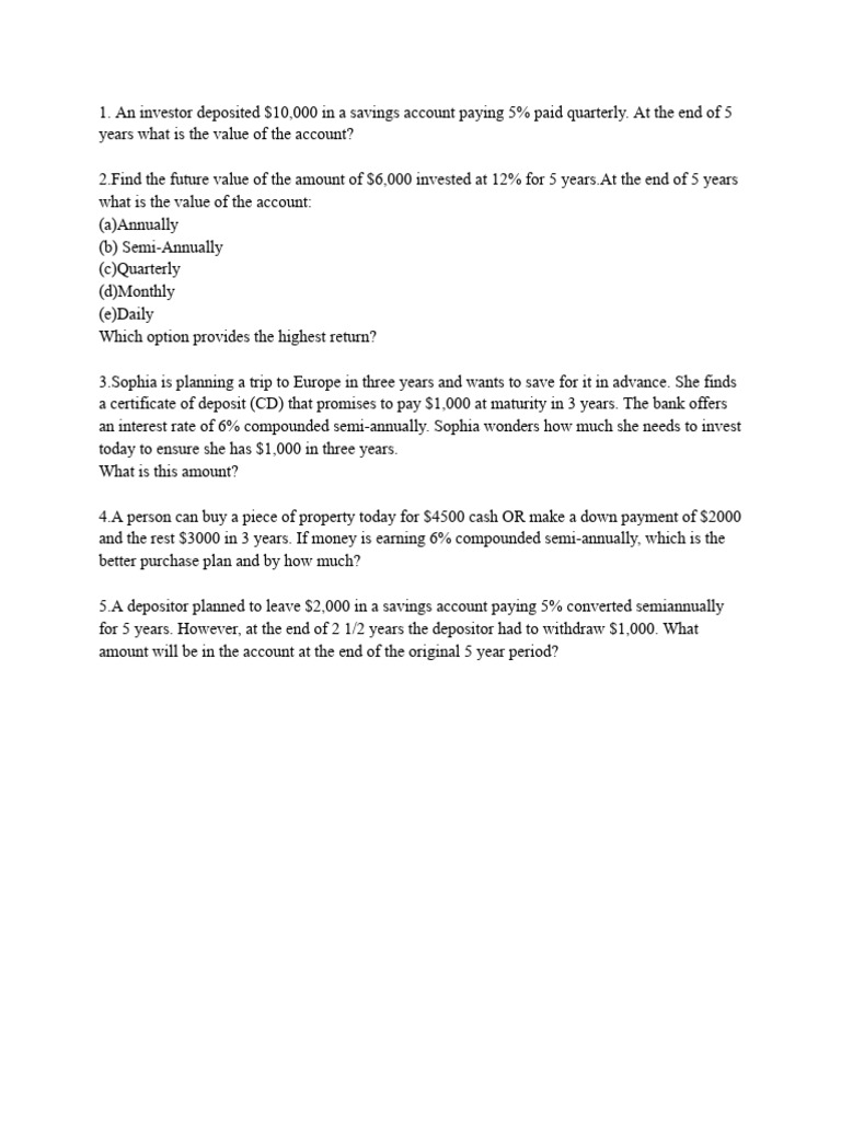 FIN201 Time Value Practice Problems | PDF