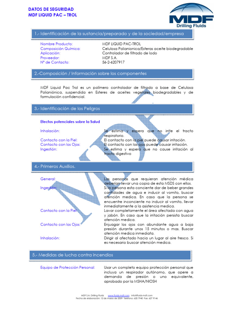 Liquid PAC-TROL MSDS | PDF | Agua
