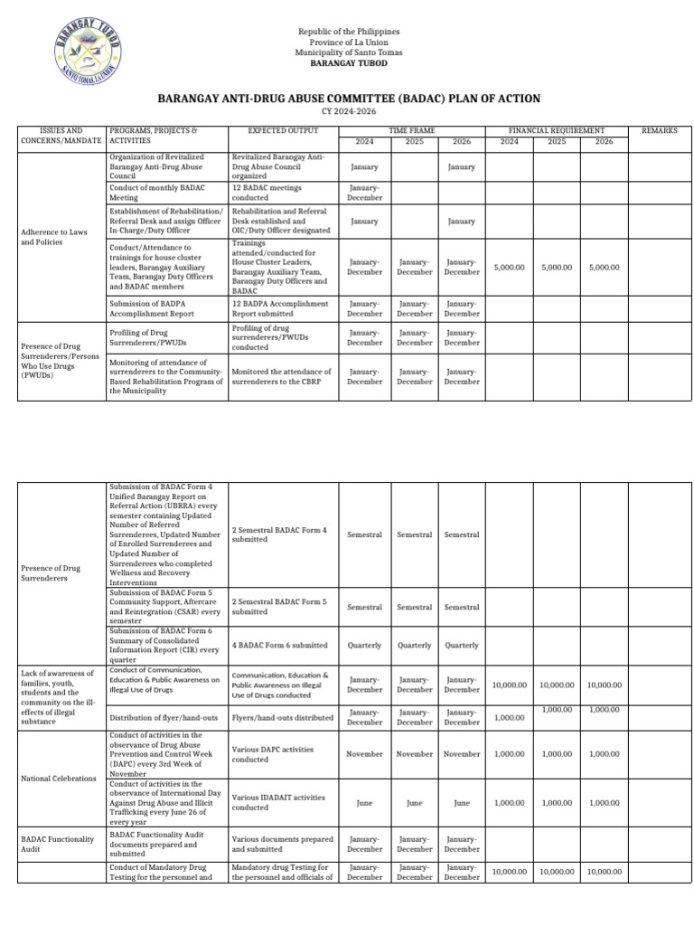 BADAC Action Plan 2024-2026 | PDF