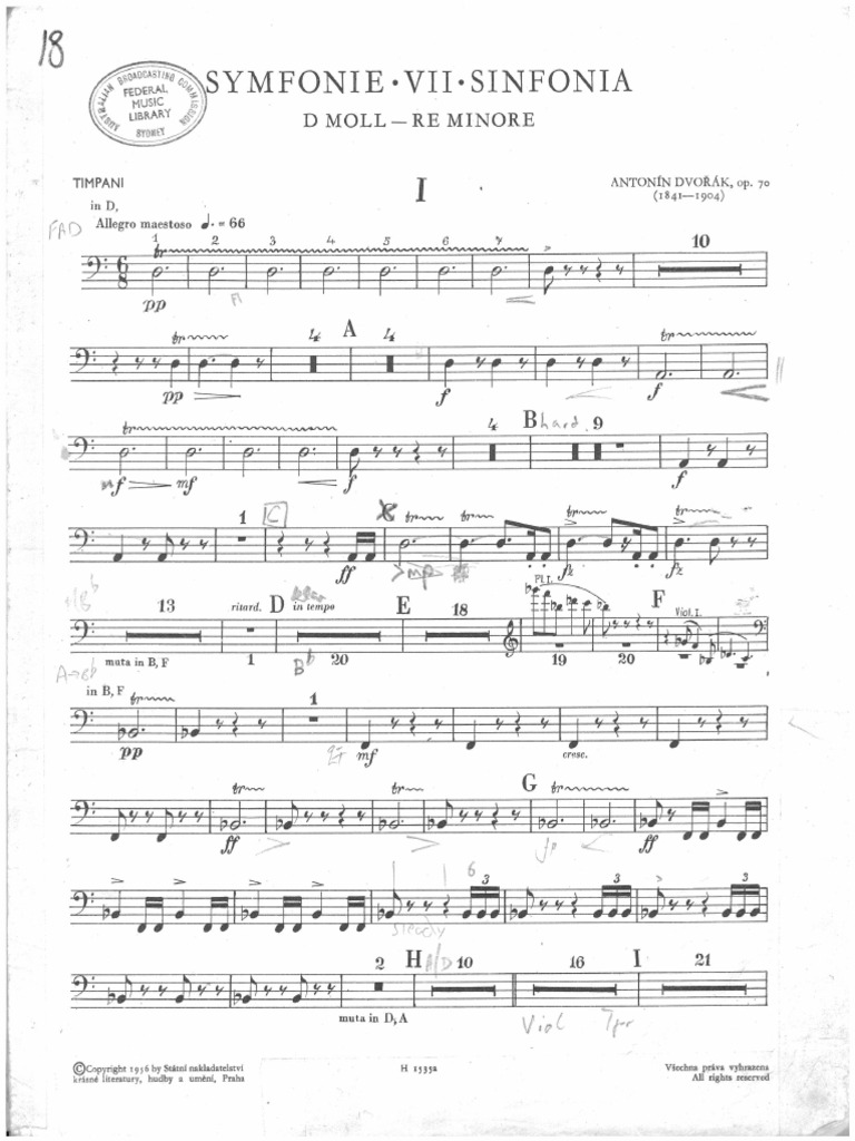 18 Timpani - DVORAK Symphony No. 7 | PDF
