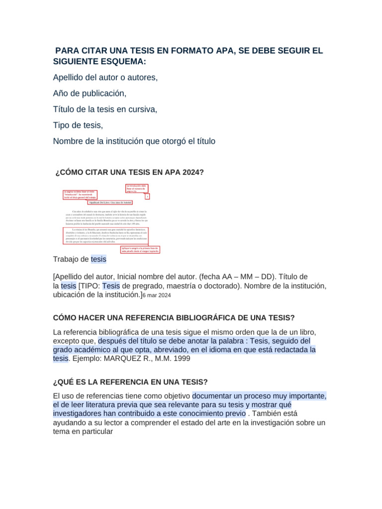 Cómo citar tesis en formato APA | PDF | Estilo apa | Citación