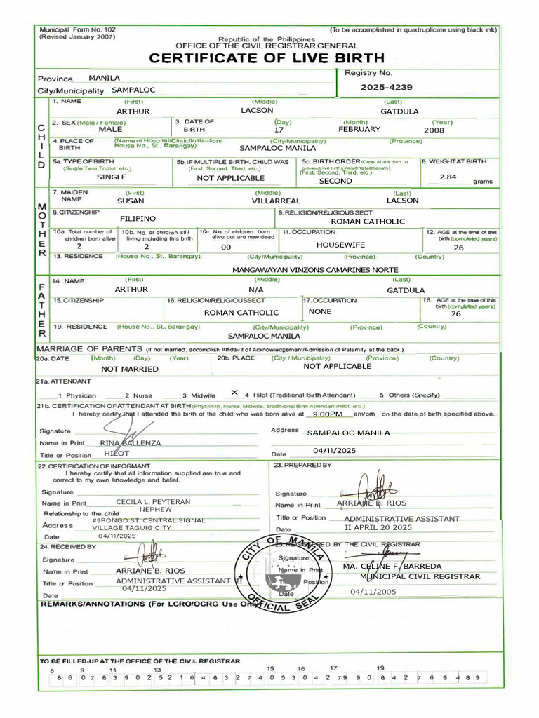 Local Live Birth Form PDF | PDF | Legal Documents | Government