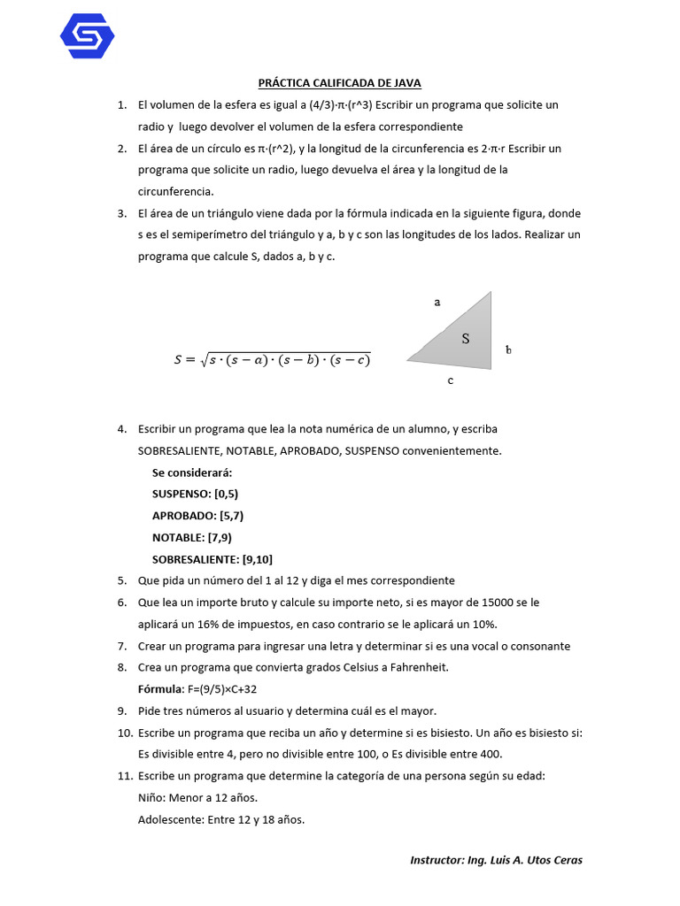 PRÁCTICA CALIFICADA DE JAVA | PDF | Triángulo | Matemática Elemental