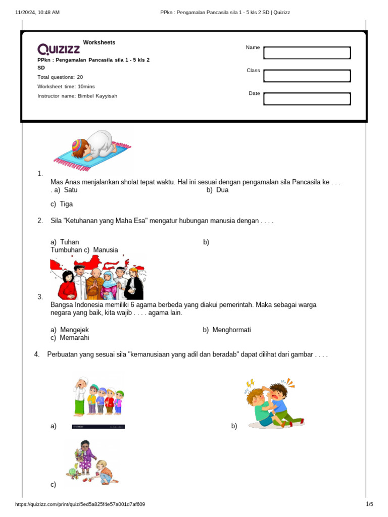 UH PKN PANCASILA KELAS 2 SD | PDF