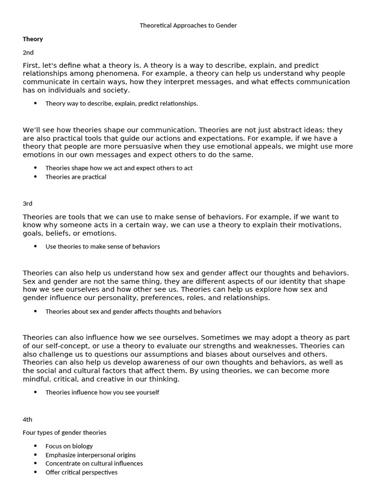 Theoretical Approaches To Gender Script | PDF | Gender Studies | Gender
