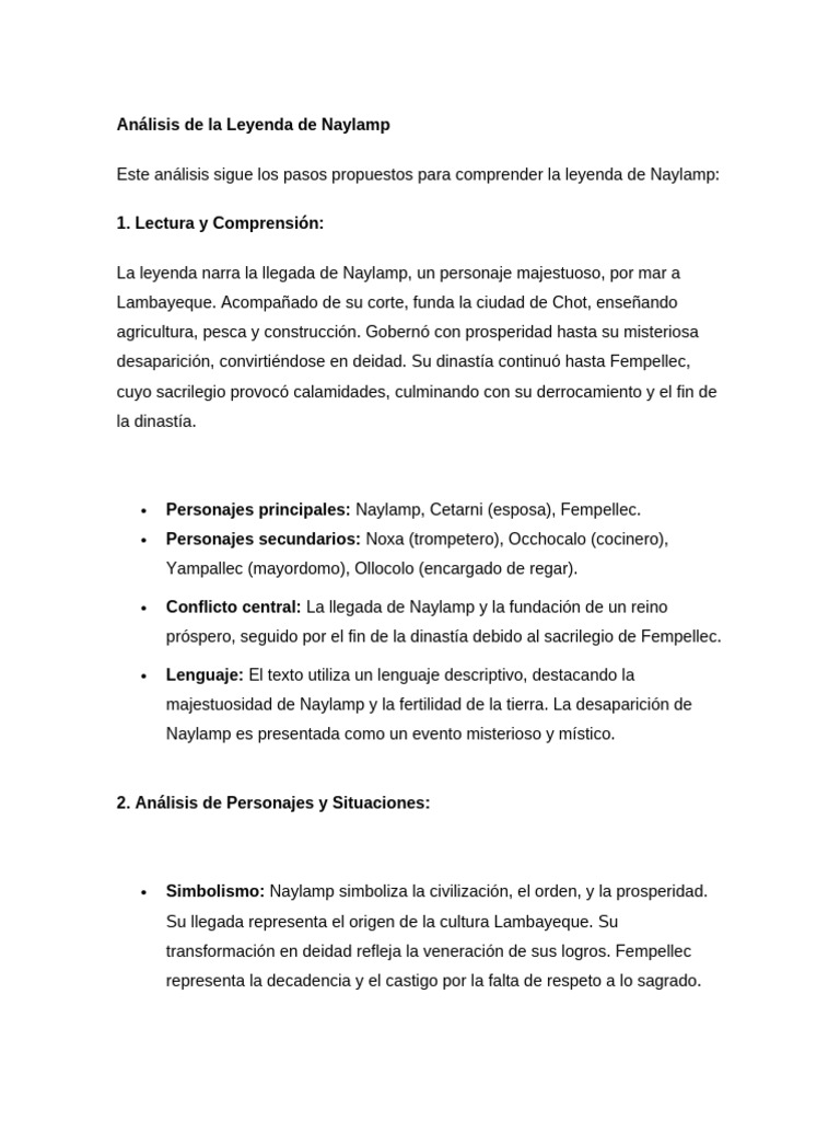 Análisis de la Leyenda de Naylamp | PDF | Educación en artes liberales
