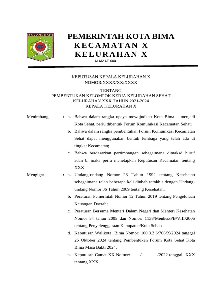 Draf SK KKS Pokja Kelurahan | PDF
