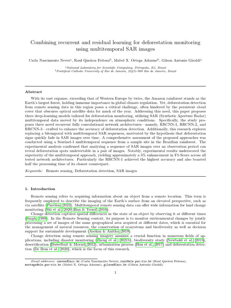 Combining recurrent and residual learning for deforestation monitoring using multitemporal SAR ...