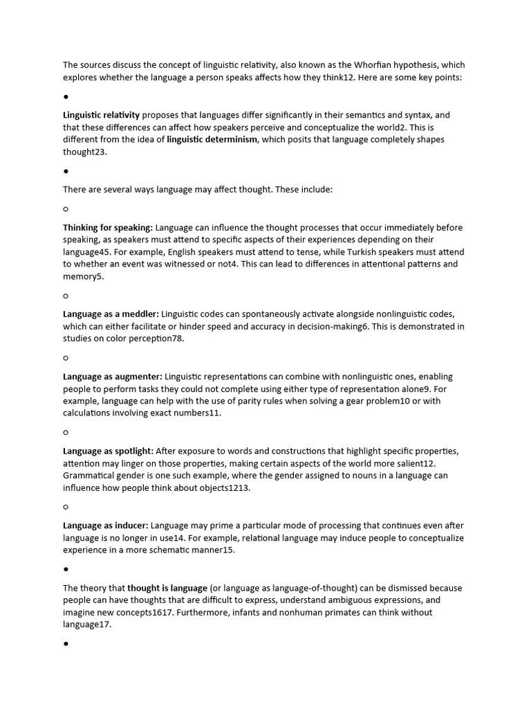 The Concept of Linguistic Relativity | PDF | Thought | Linguistics