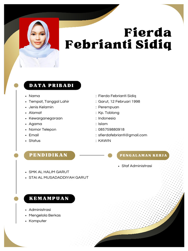 Data Pribadi Fierda Febrianti Sidiq | PDF