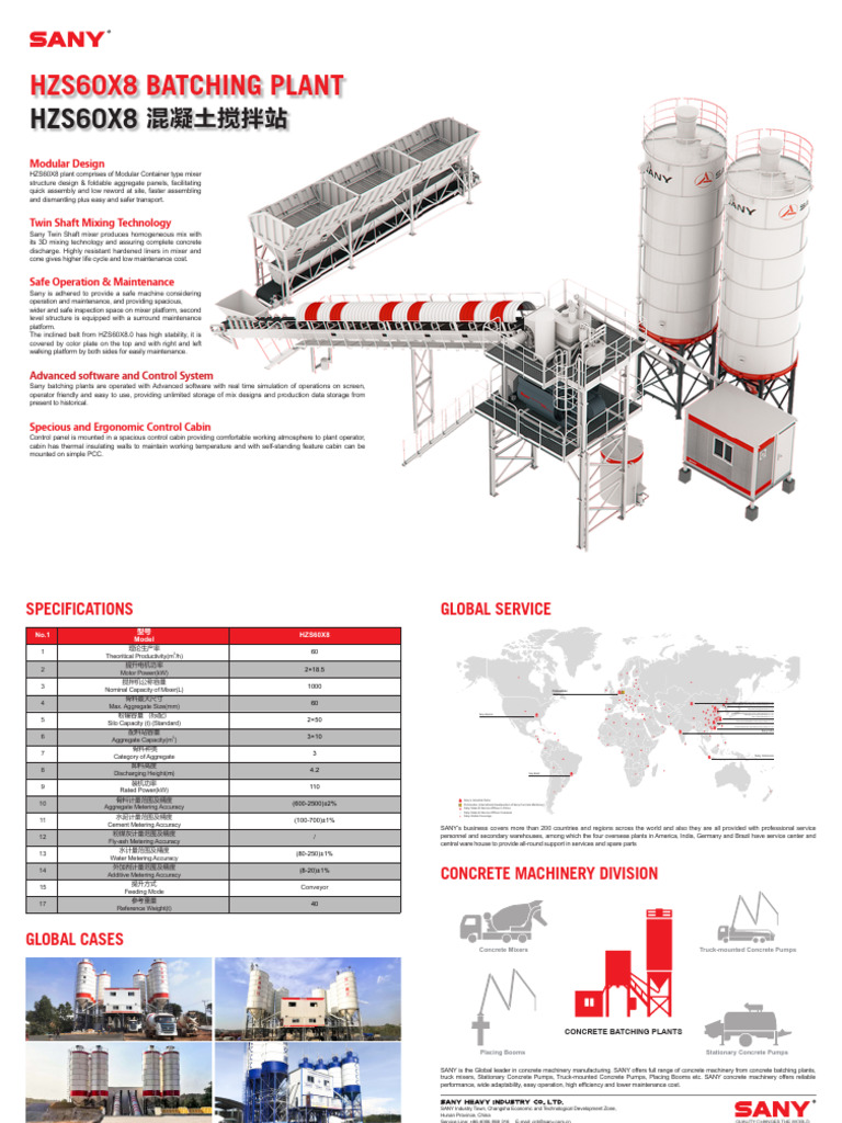 Sany Concrete HZS60X8 Batching Plant | PDF | Truck