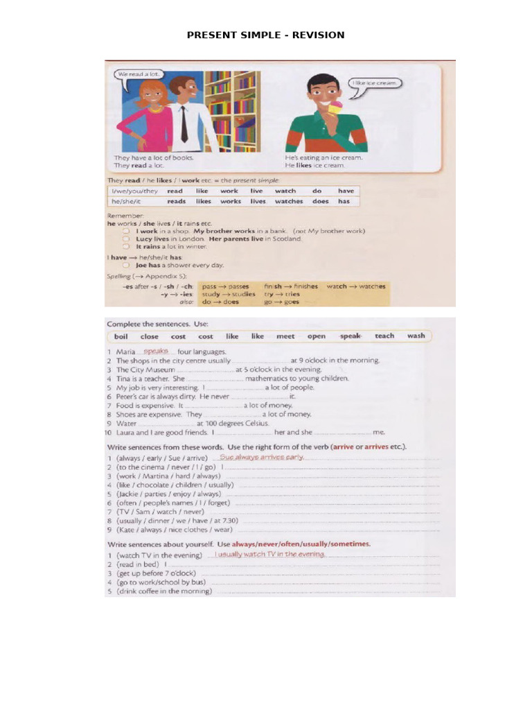 Present Simple Revision Stroeder | PDF