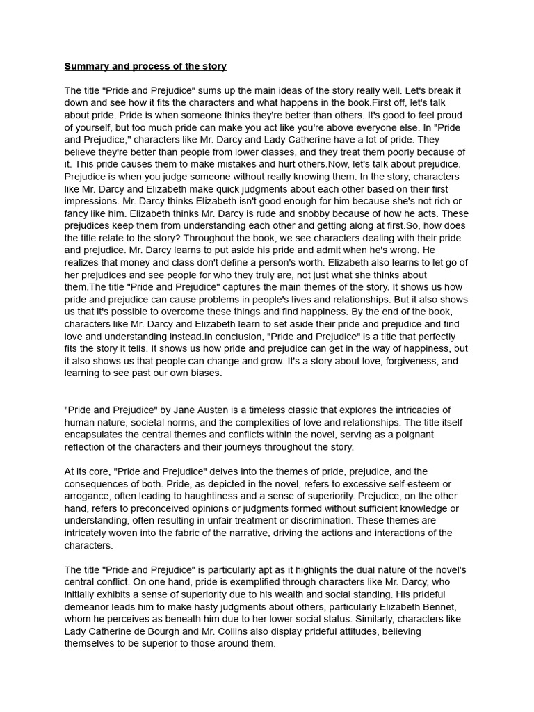 Pride and Prejudice Notes | PDF | Pride And Prejudice | Mr. Darcy
