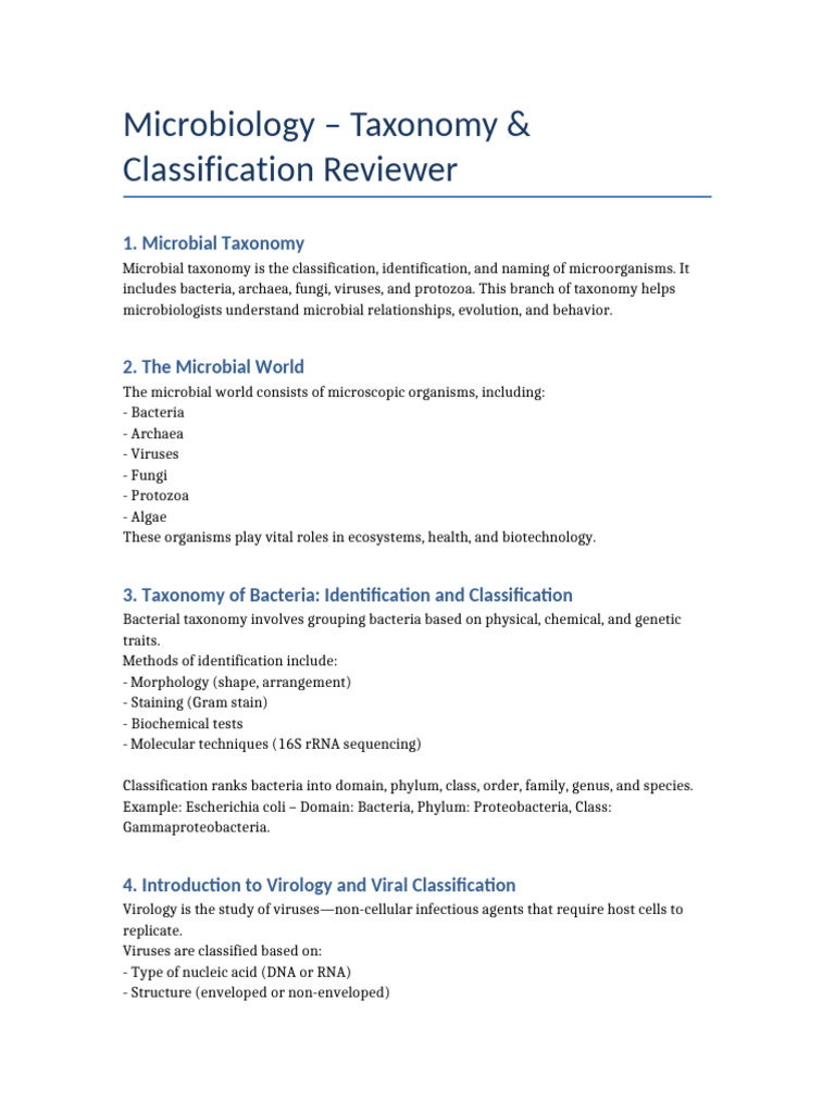 Microbiology_Taxonomy_Reviewer | PDF