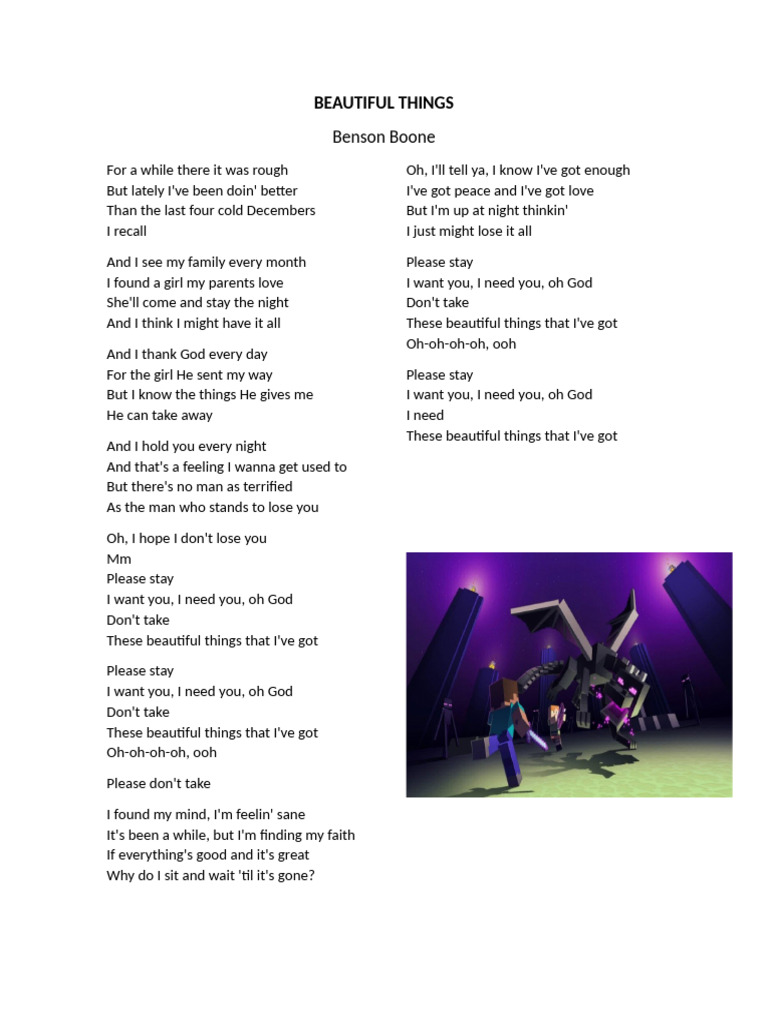 Beautiful Things Lyrics Analysis | PDF