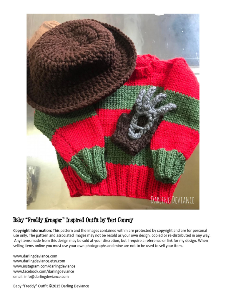 Baby Freddy Krueger Costume Pattern | PDF | Knitting | Crochet