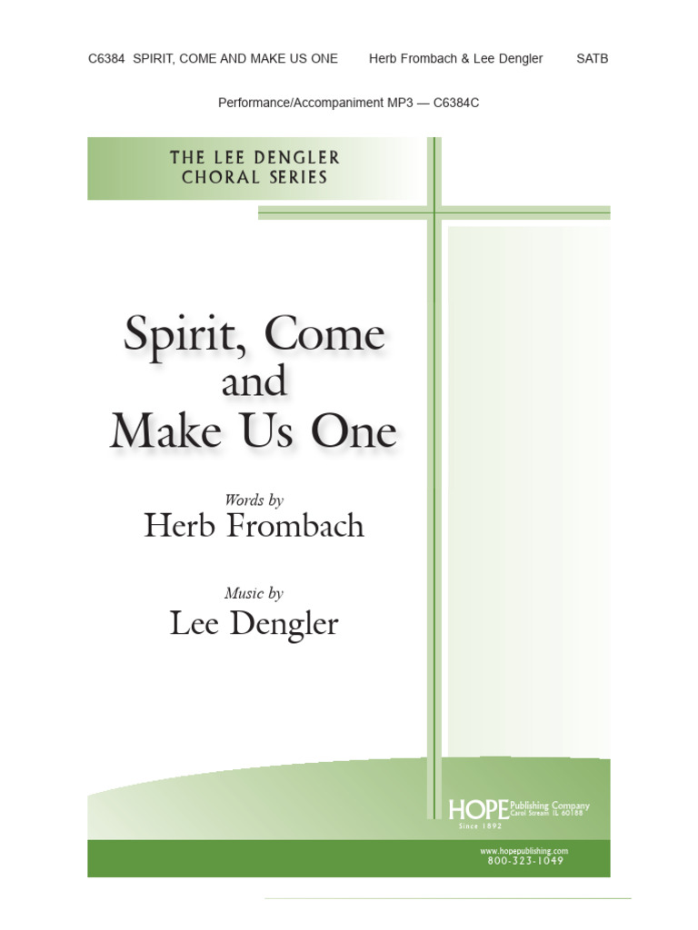 Spirit, Come and Make Us One Sheet Music | PDF | Performing Arts ...