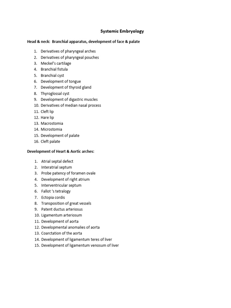 Systemic Embryology | PDF