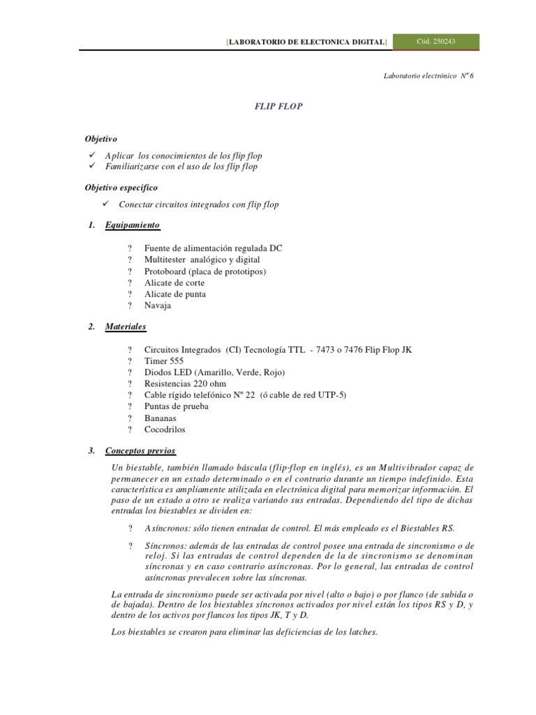Lab Flip Flops | PDF | Electricidad | Ingenieria Eléctrica