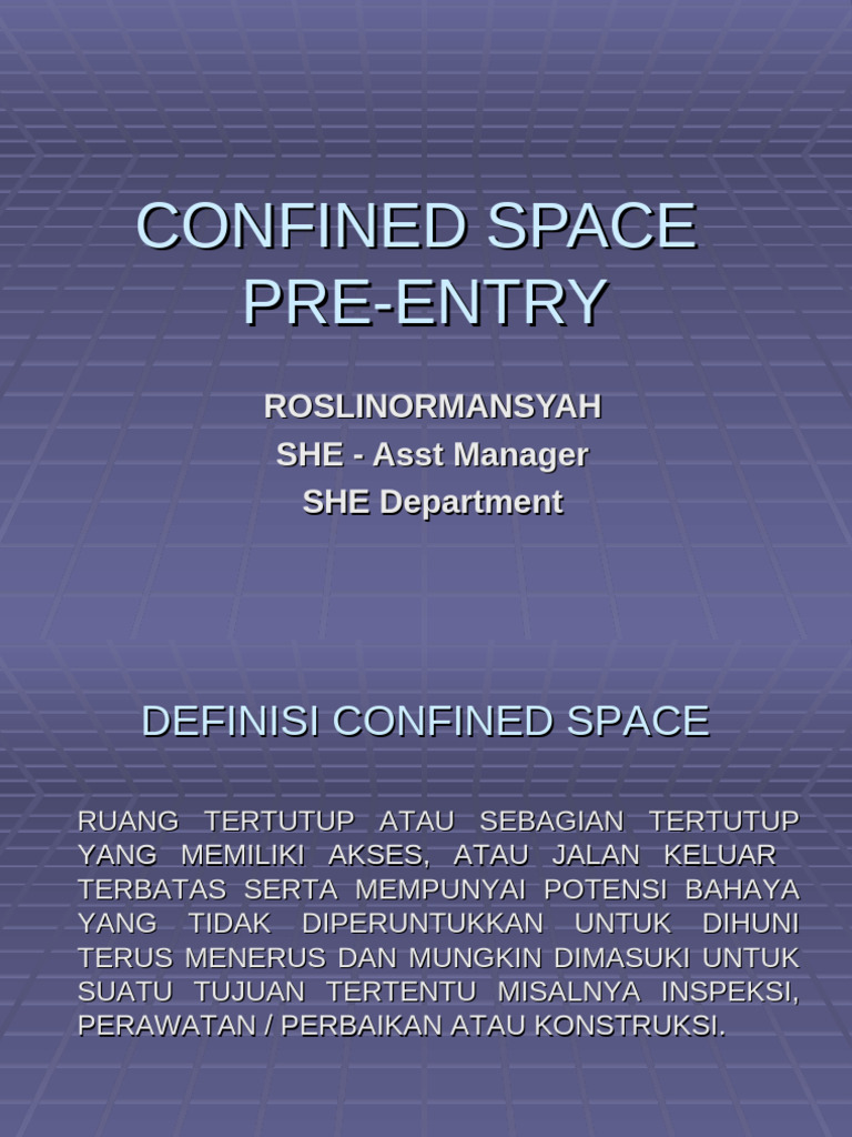 Confined Space Entry | PDF