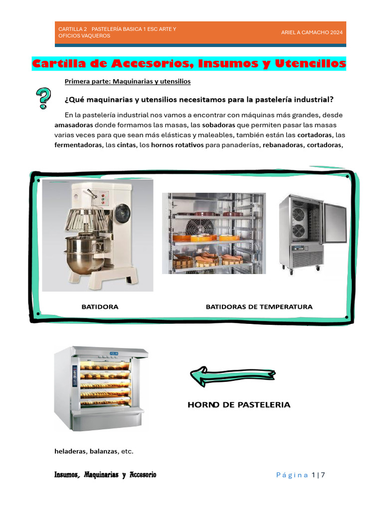 Cartilla 2 Insumos Accesorios y Maquinas | PDF | Margarina | Miel