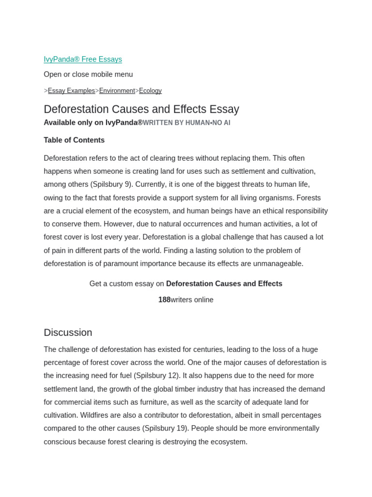 Deforestation: Causes and Effects Explained | PDF | Deforestation ...
