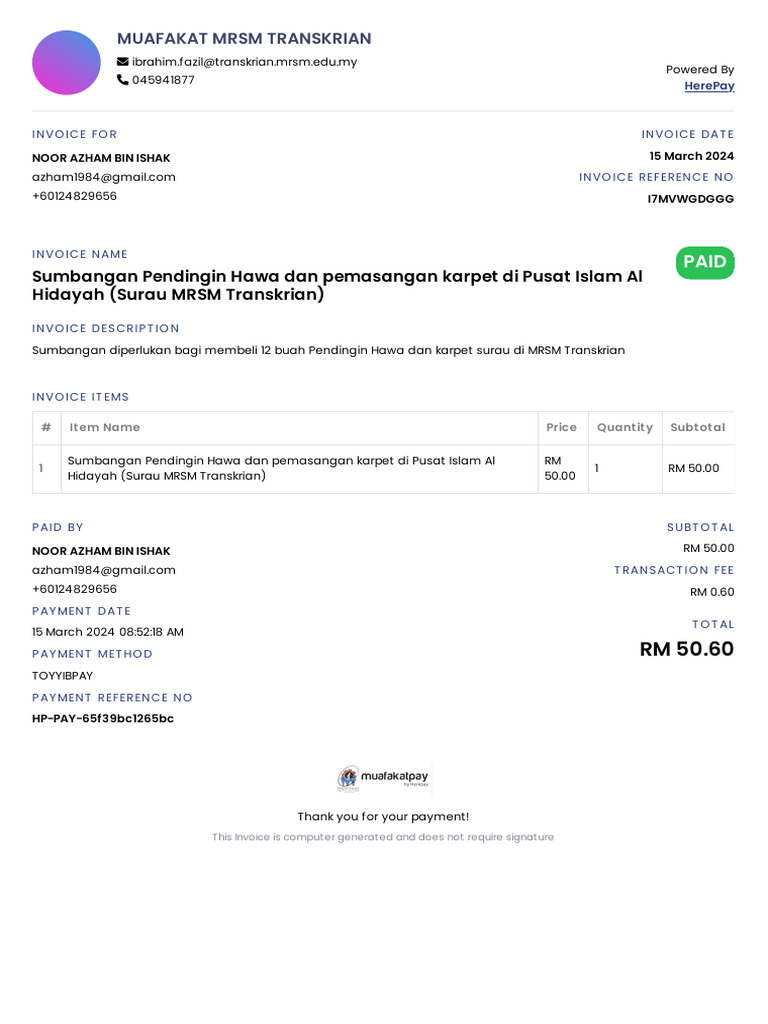 Sumbangan Surau Transkrian | PDF