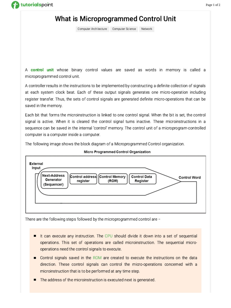 What Is Microprogrammed Control Unit | PDF | Computer Engineering | Computing