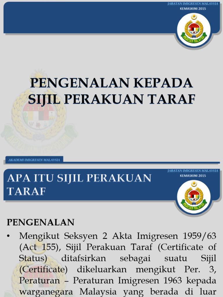 Sijil Perakuan Taraf | PDF