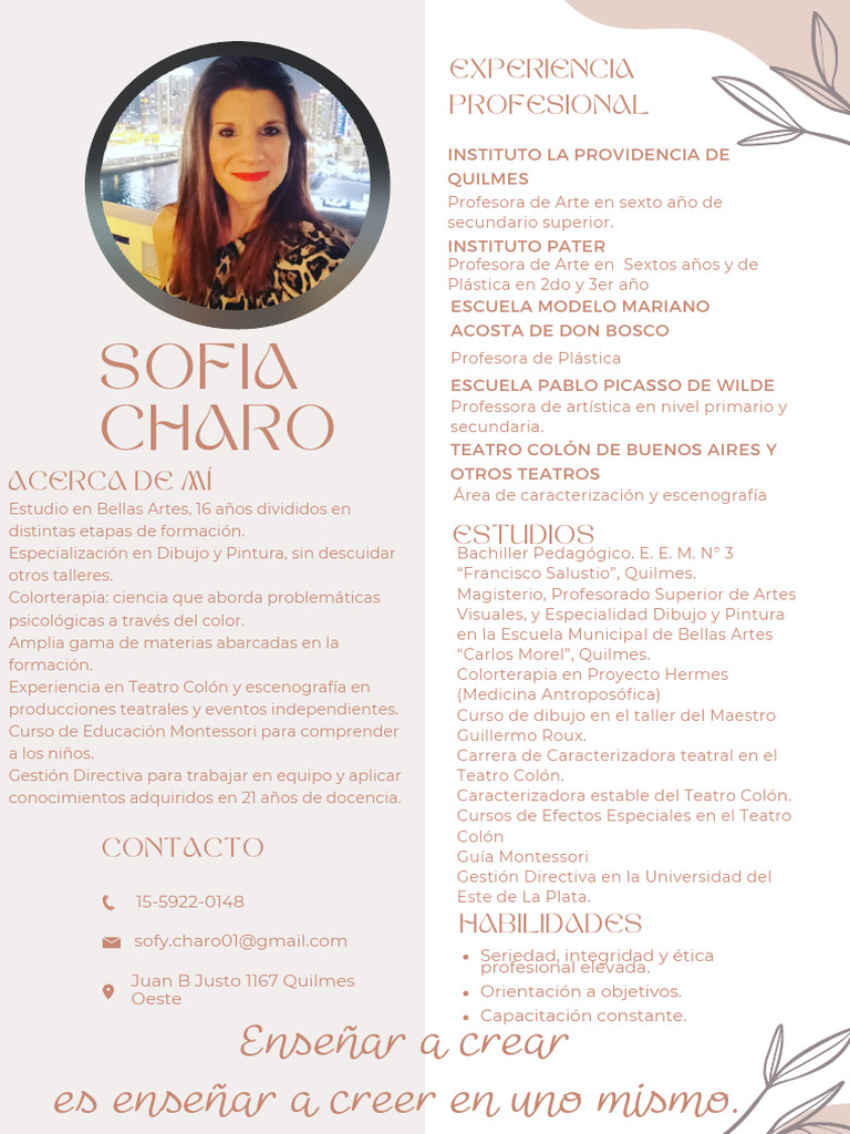 CV Sofia Charo | PDF | Maestros | Aprendizaje