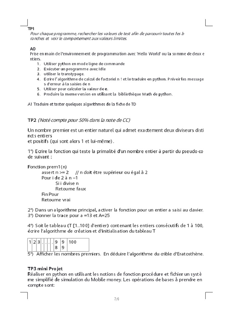 TP de Python 2024-2025 | PDF