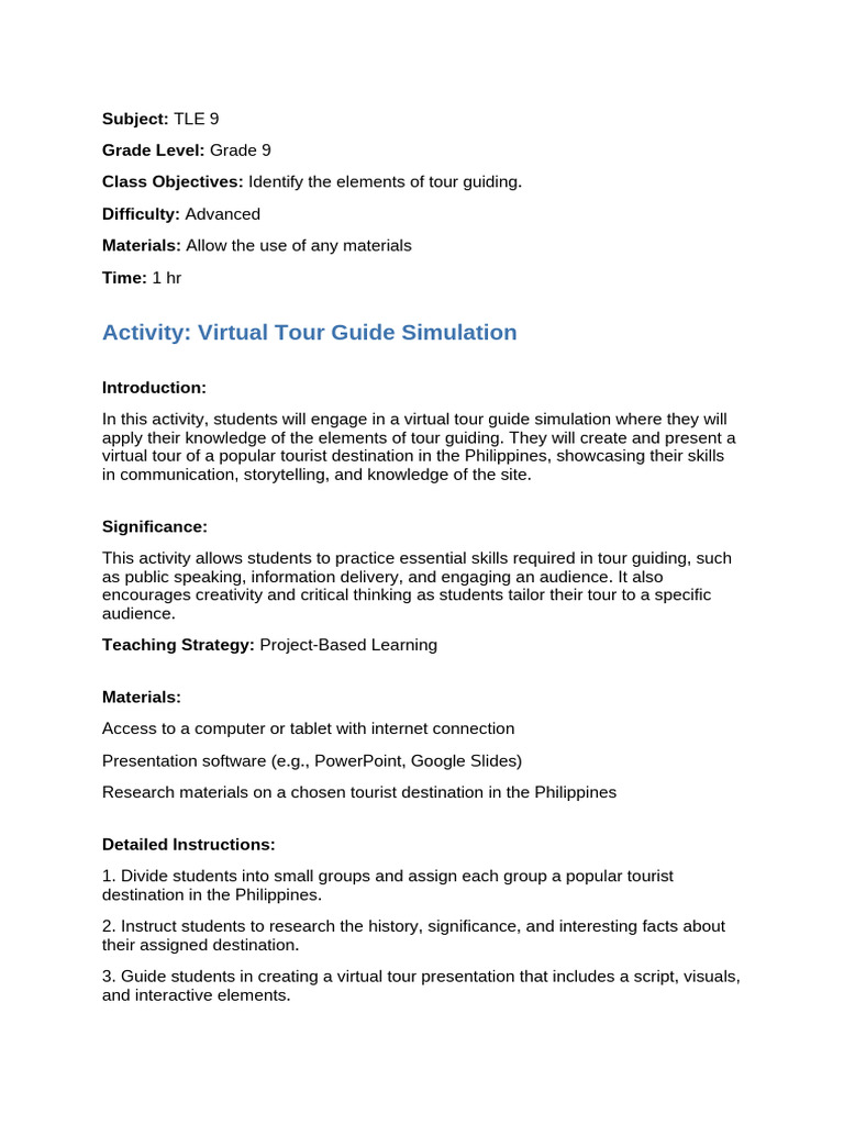 SARP_TLE_9_LGS_Activity_5 | PDF | Communication | Project Based Learning