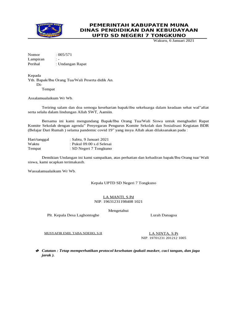 SURAT UNDANGAN RAPAT KOMITE | PDF