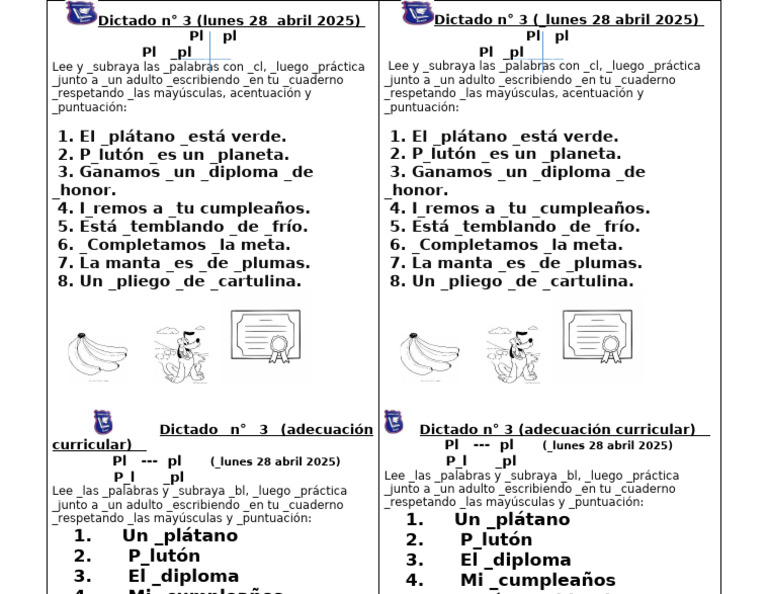Dictado 3 PL | PDF