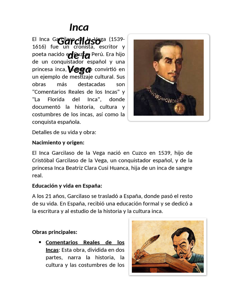 Biografia Inca Garcilaso de La Vega | PDF