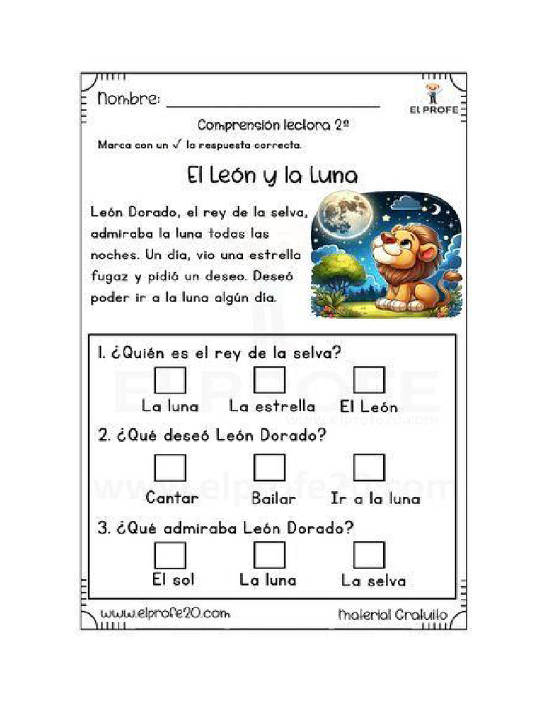 Folha EL leon y la luna | PDF
